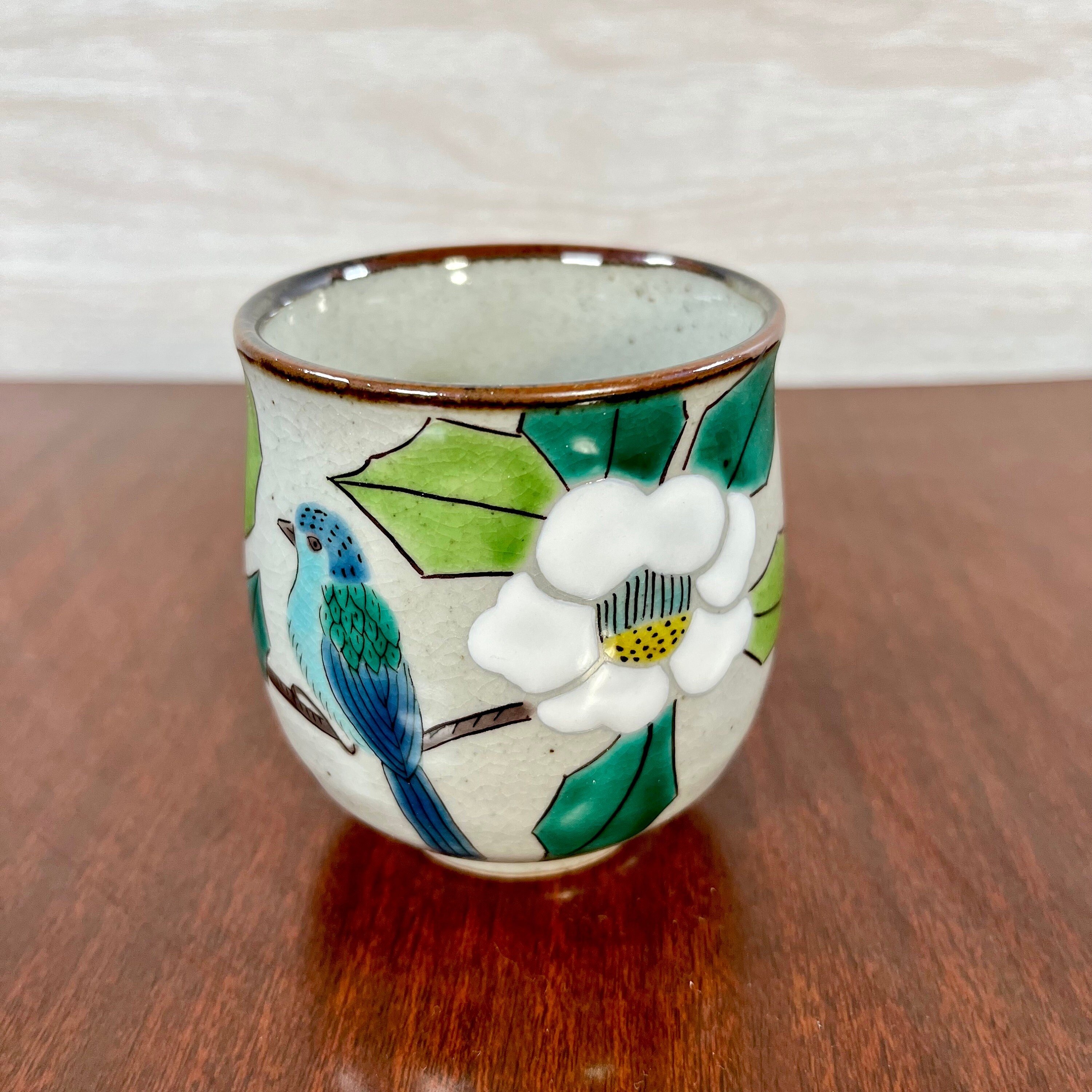 Ceramic Japanese Tea Cup With Blue Bird and Flower Design - Etsy