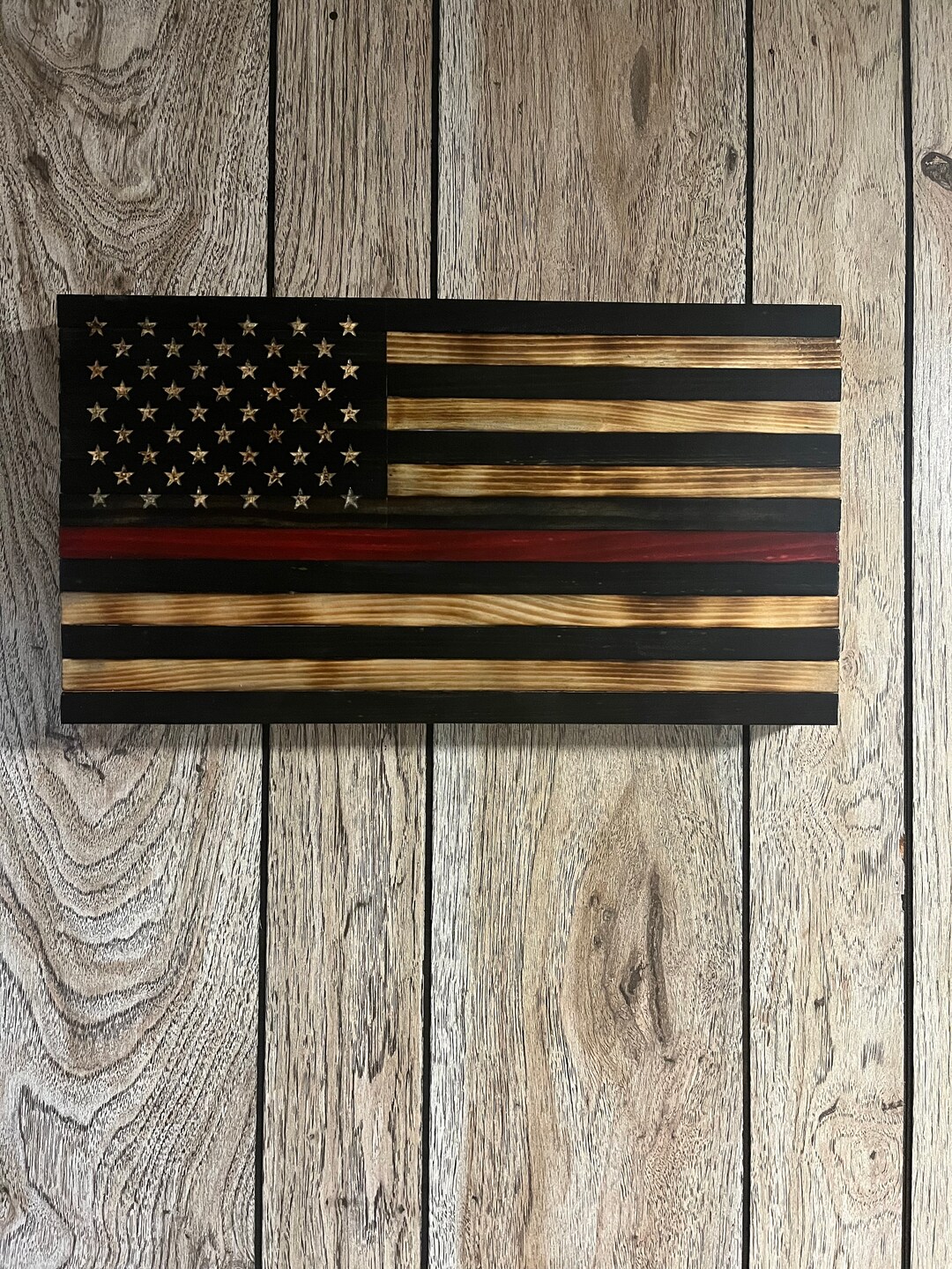 DIY Wooden Thin Red Line Flag - Etsy