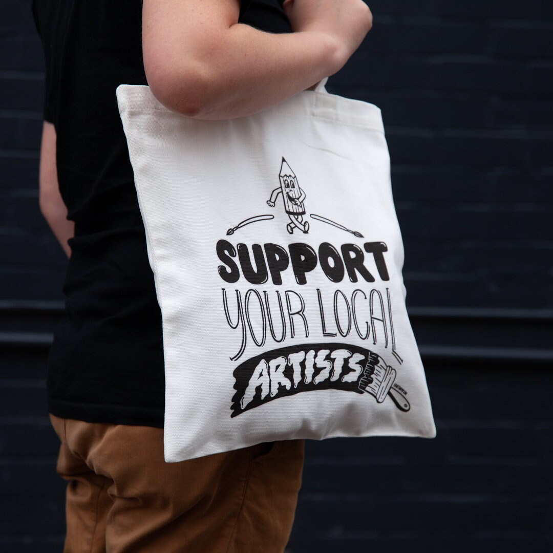 Support Your Local Artists Illustrated Tote Bag - Etsy