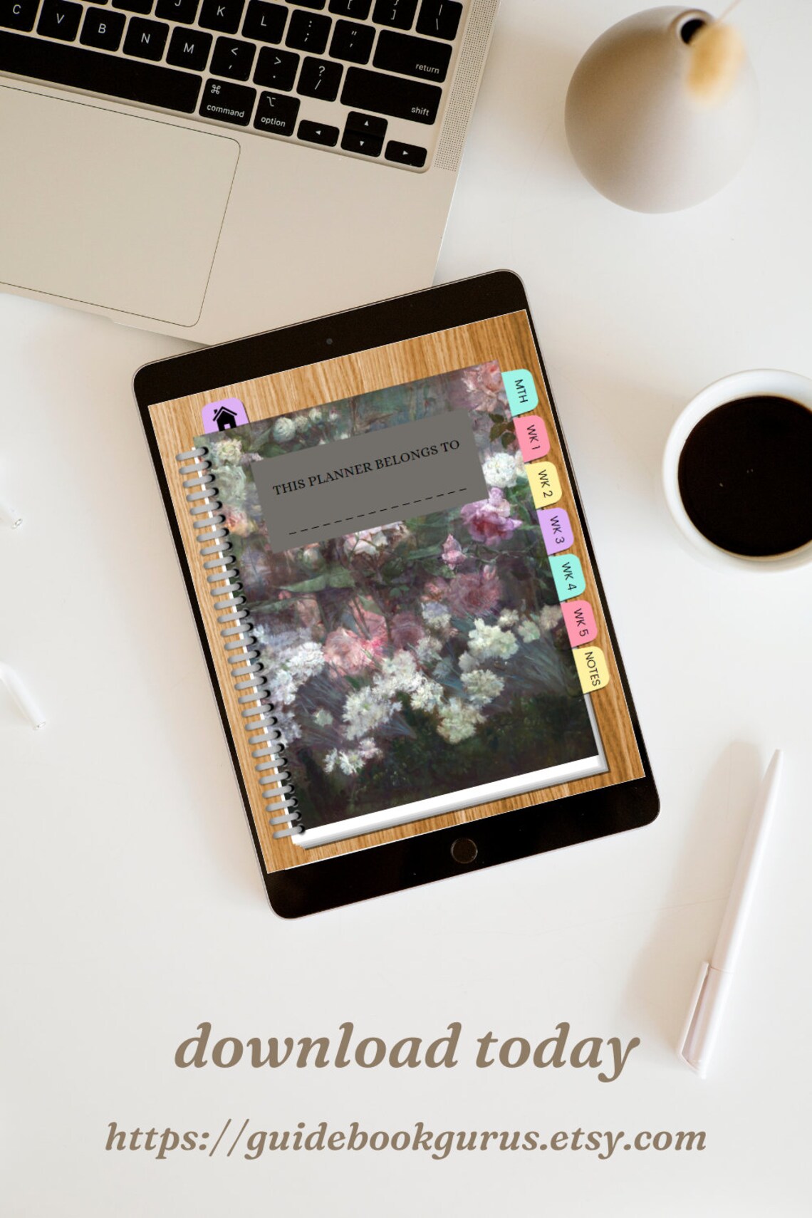 Floral-themed Undated Monthly Digital Planner | 74 Pages | Hyperlinked ...