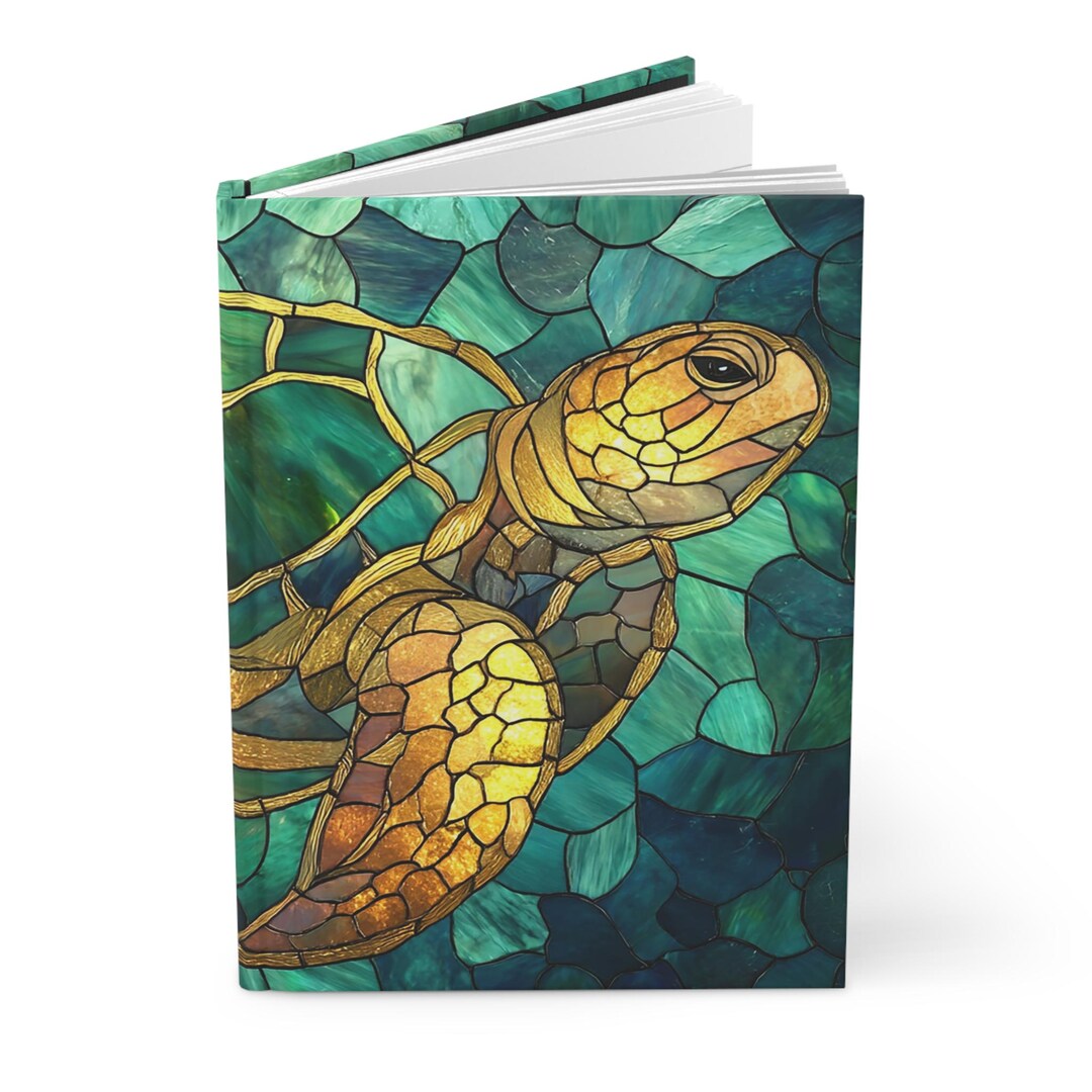 Stained Glass Sea Turtle Journal, Green Ocean Animals Notebook - Etsy