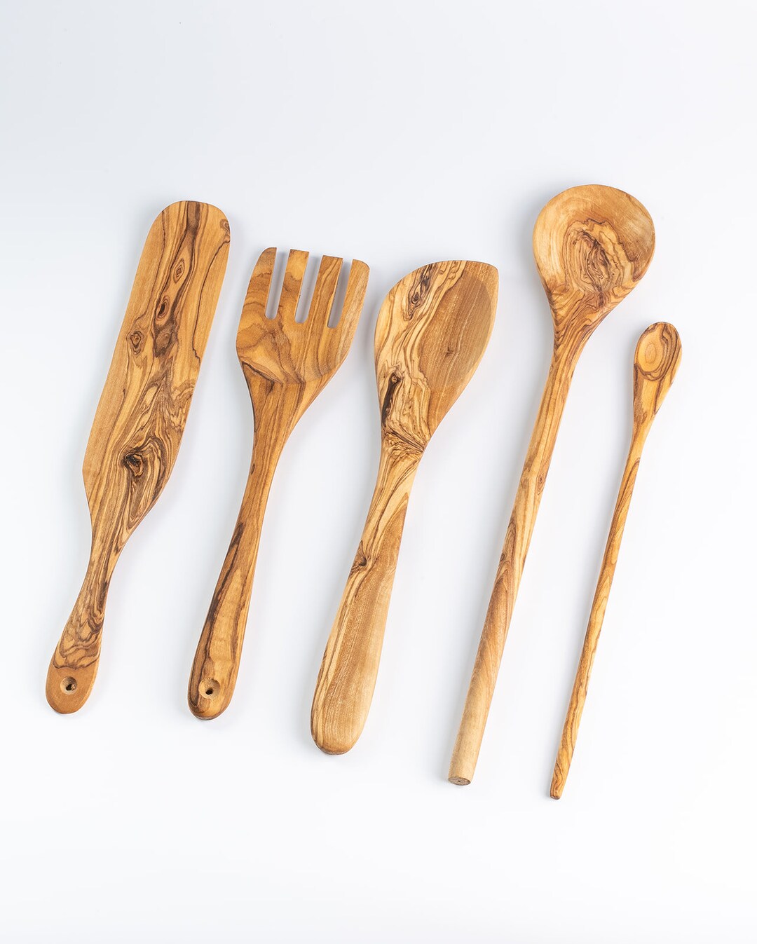 Olive Wood Spoons Set, Wooden Utensil Set, Olivewood Utensils, Spoons ...