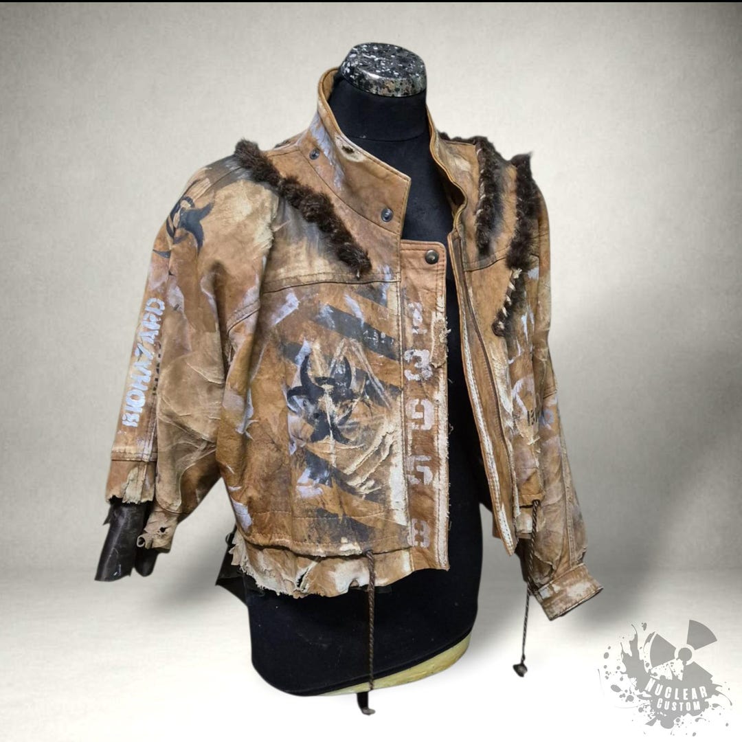 Biohazard Raider Jacket – Torn Leather Post-apocalyptic LARP Coat With ...