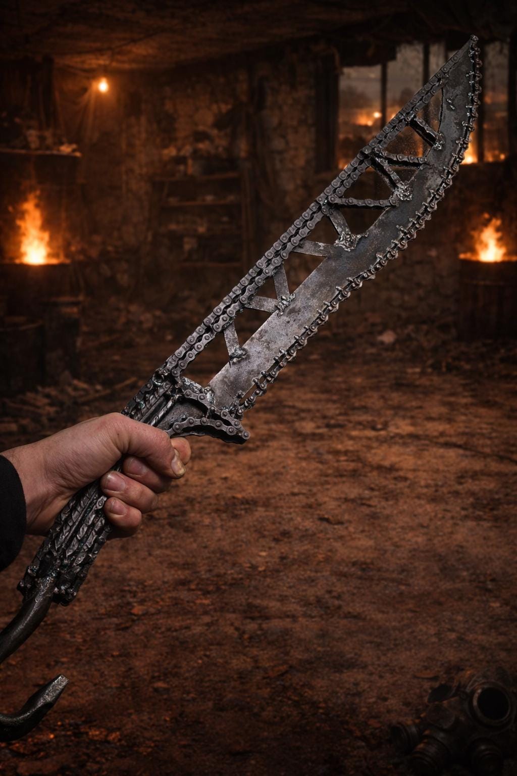 Chainblade Reaver – Post-apocalyptic Machete-style Scrap Metal Sword ...