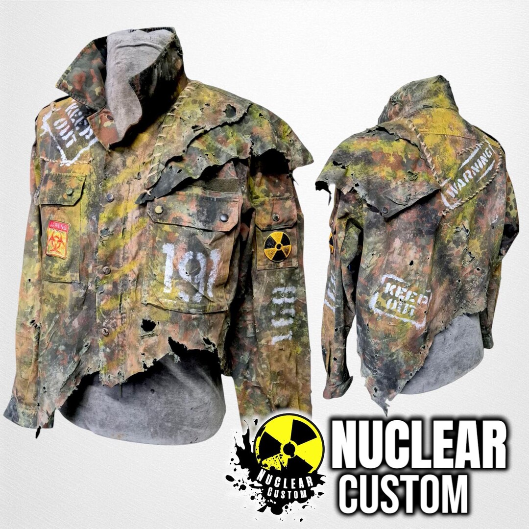 KEEP OUT Camo Jacket L – Heavy Distressed Biohazard Raider Coat by ...