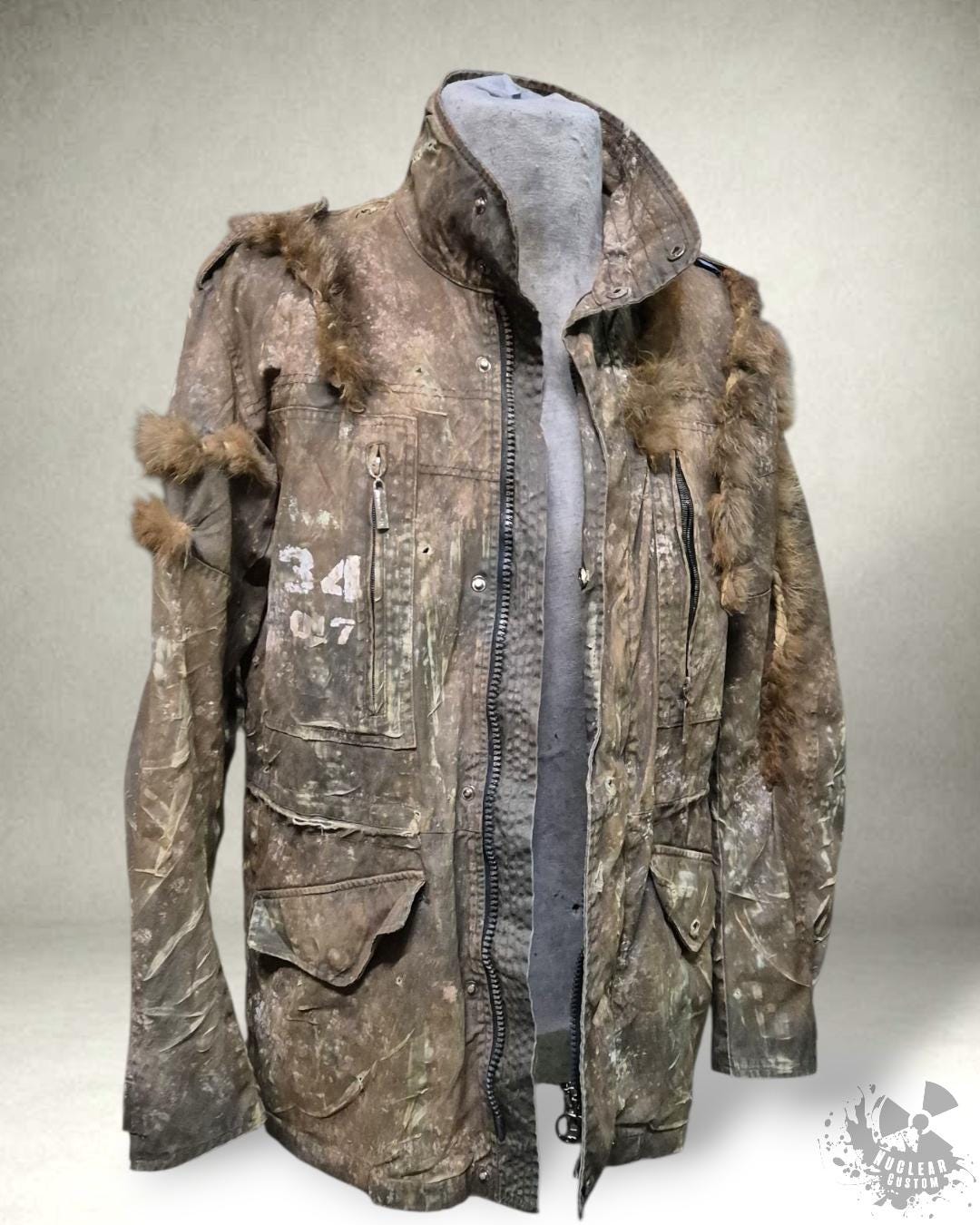Mutant Zone Jacket – Heavy Weathered LARP Coat With Real Fur & Danger ...