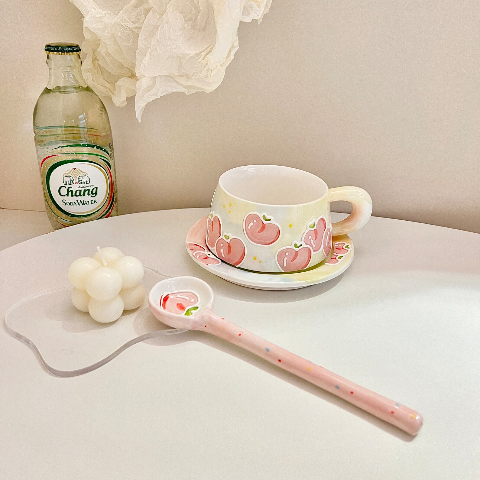 Hand Painted Mug Peach Mug Cute Desk Decor Kawaii Latte - Etsy Canada