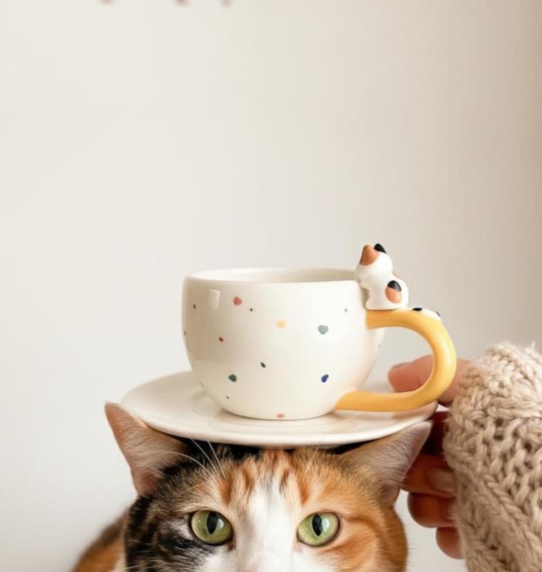 Cat Mug Ceramic, Cat Gifts for Cat Lovers, Cute Cat Tea Cup, Cat Themed ...