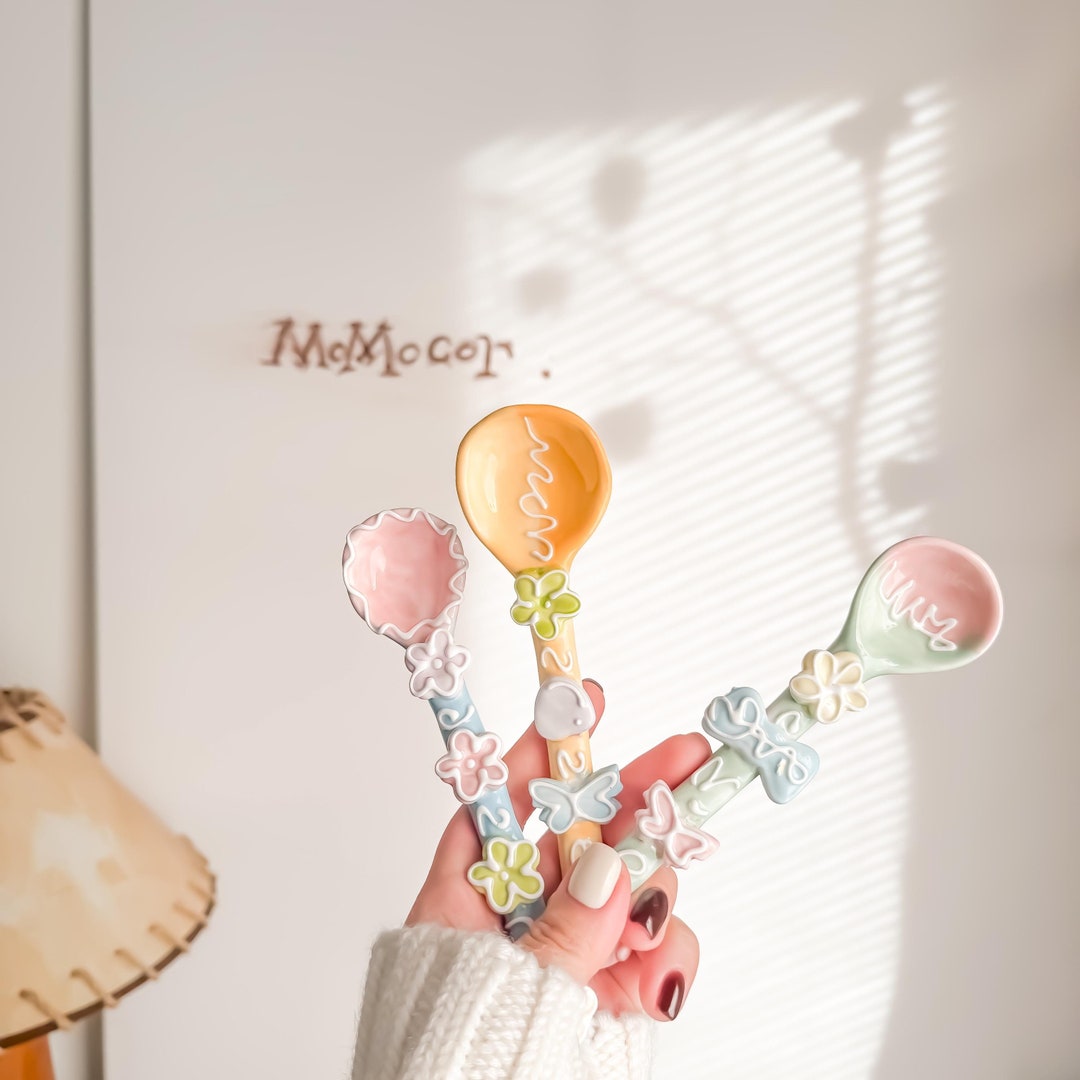 Kawaii Ceramic Spoon, Unique Love Spoon for Young Couple, Kawaii Home ...