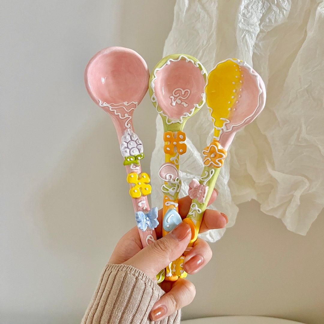 Kawaii Ceramic Spoon, Unique Love Spoon for Young Couple, Kawaii Home ...