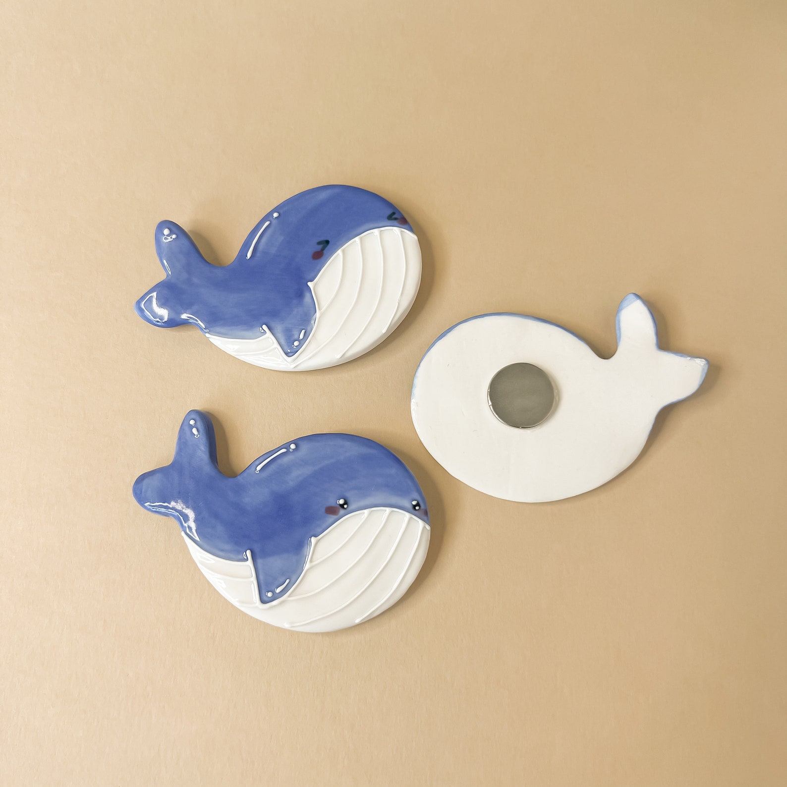 Whale Magnets Set of 3, Decorative Magnets, Ceramic Fridge Magnets Cute ...
