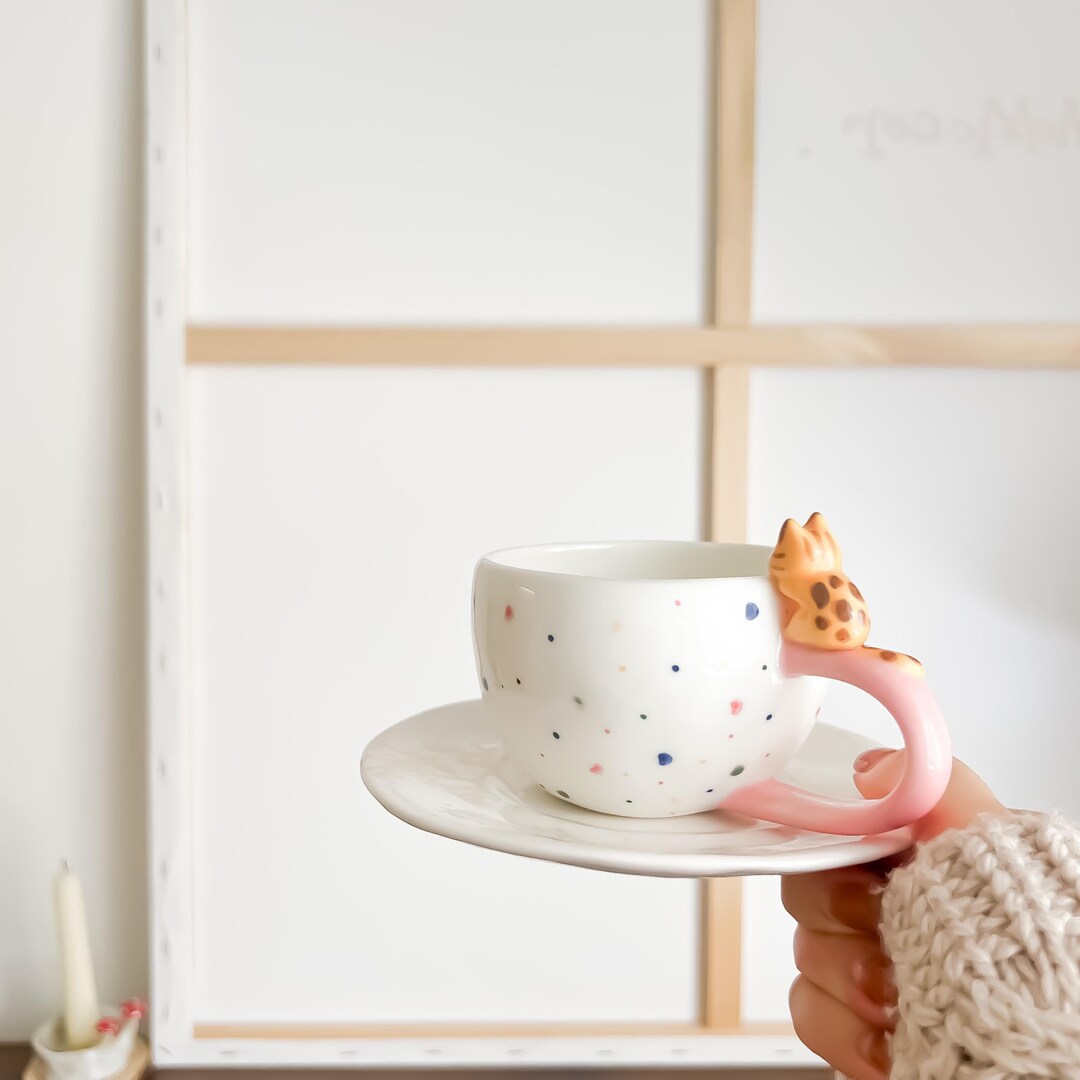 Bengal Cat Gifts, Ceramic Cat Mug Handmade, Cute 6oz Cat Tea Cup With ...