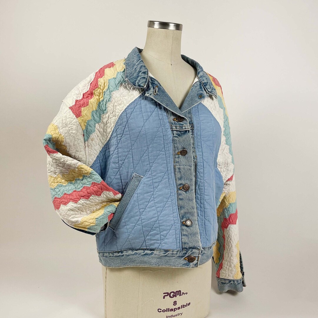 Pastel Quilted Denim Jacket - Etsy
