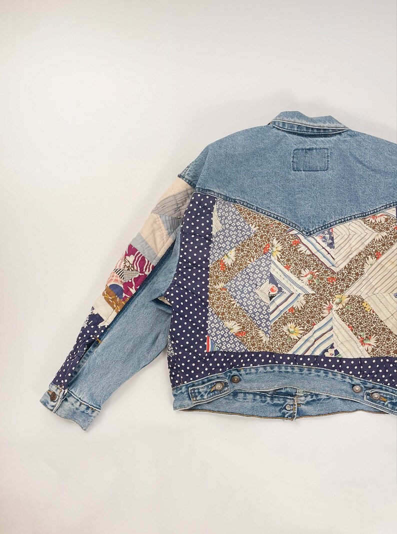 Patchwork Quilted Denim Jacket - Etsy