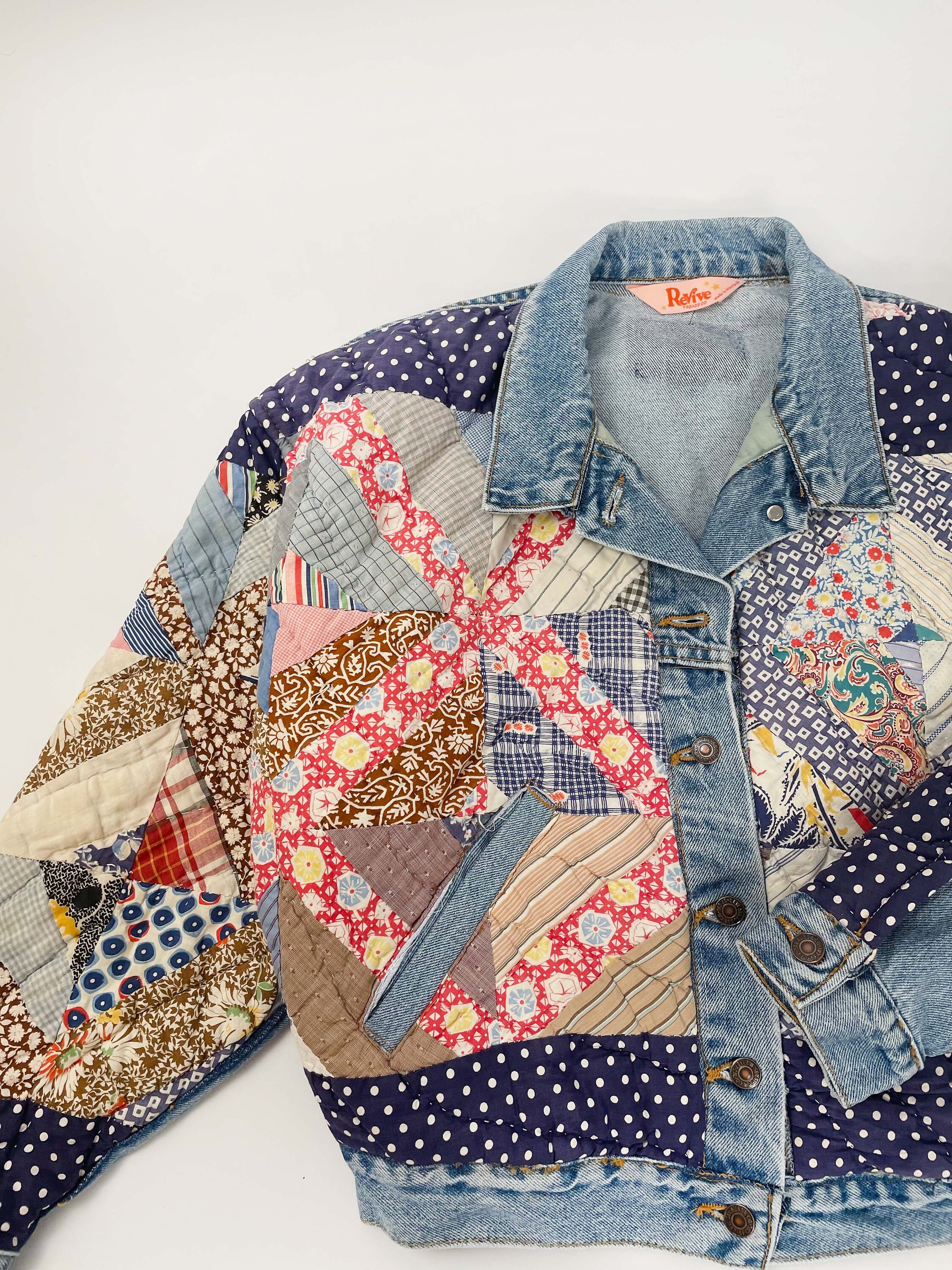 Patchwork Quilted Denim Jacket - Etsy
