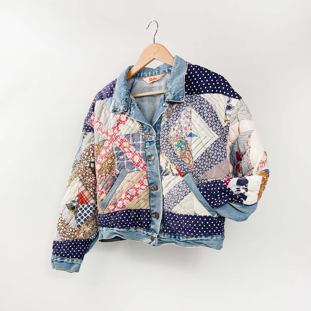Patchwork Quilted Denim Jacket - Etsy