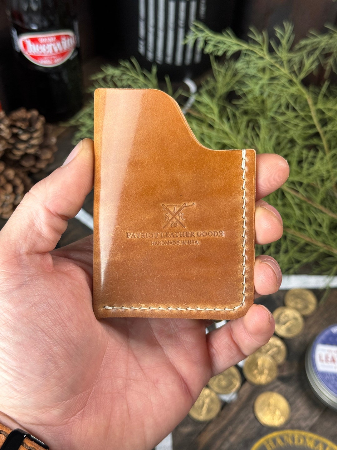 Shell Cordovan Natural Wallet Handmade Luxury Leather Minimalist Wallet ...