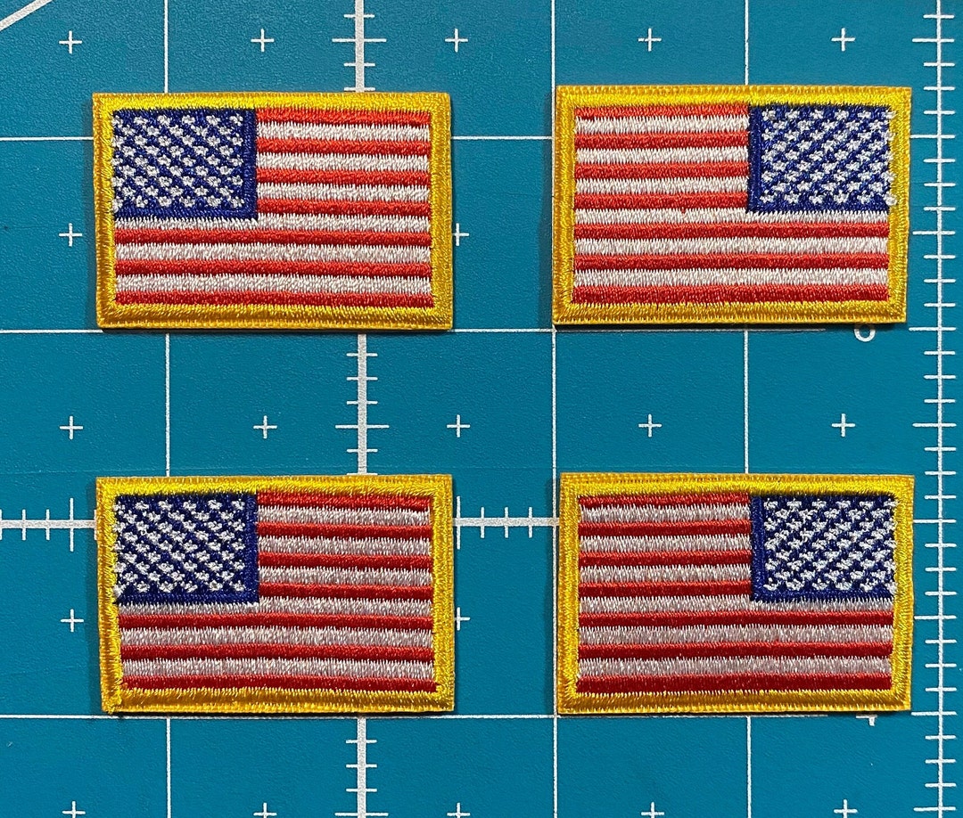 Small American Flag Iron on Patches 1.75 X 1.25 Set of 4 USA Flag Embroidered Applique for ...