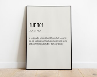 Definition of A Runner Quote Poster, Running Jogging Sport Outdoor ...