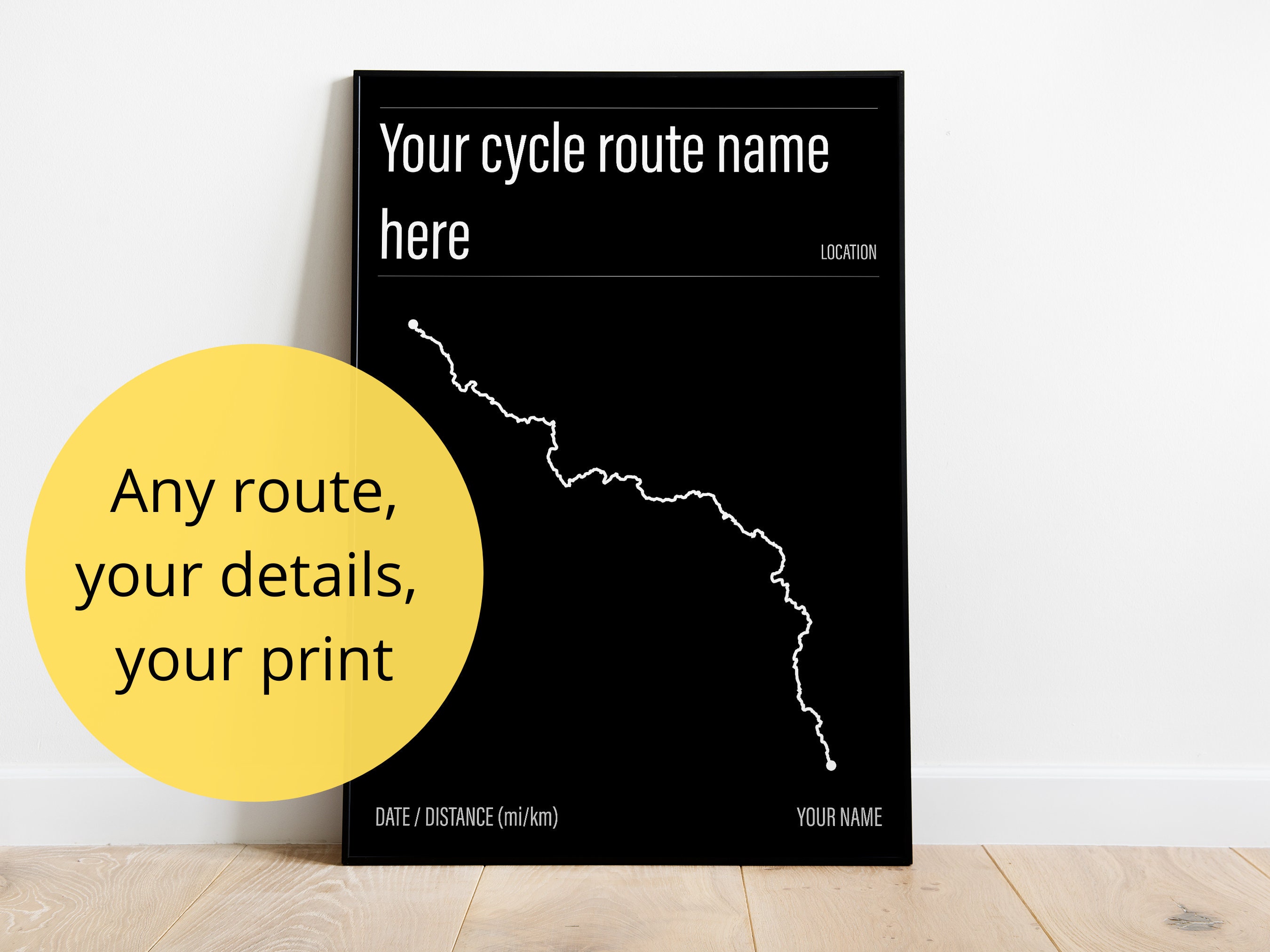 Custom Cycle Route Print Any Route, Any Details Personalized Route Map ...