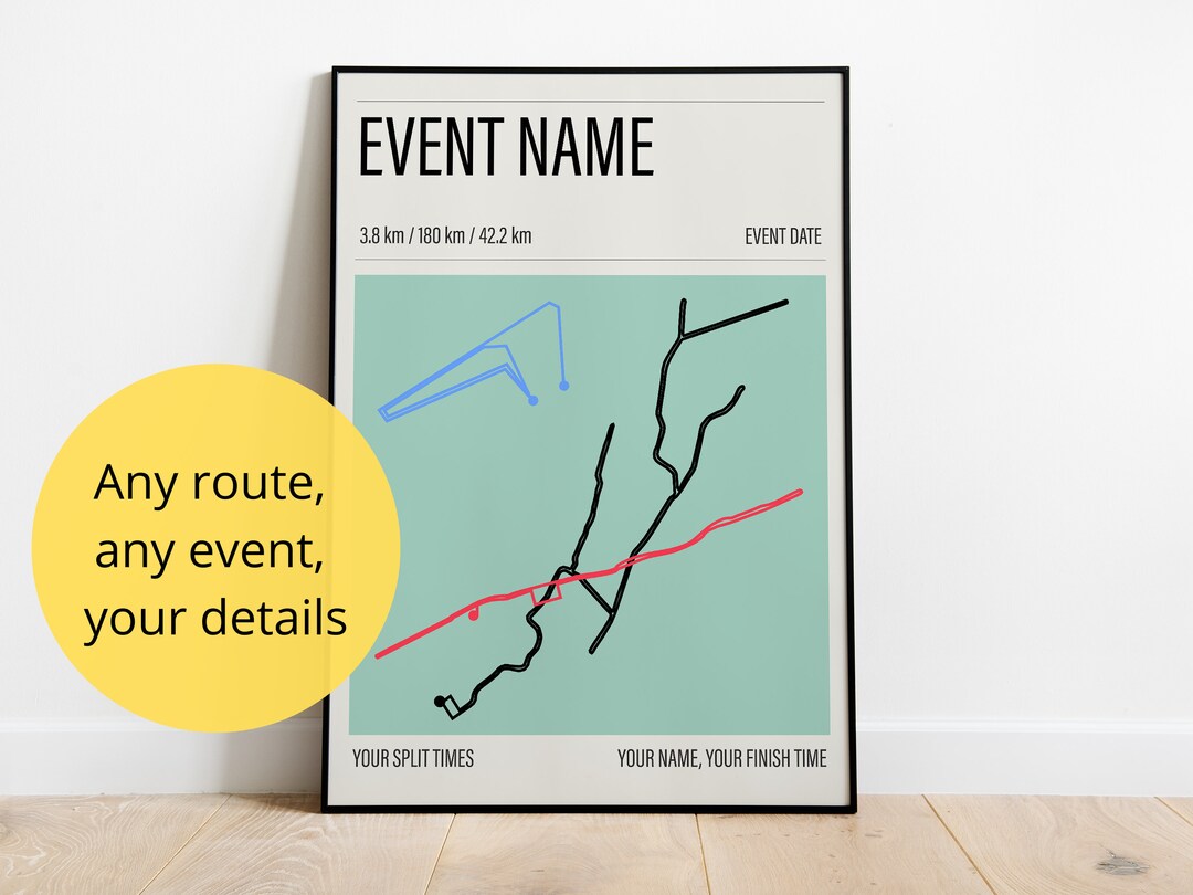 Custom Triathlon Route Map Print: Athlete Gift - Etsy