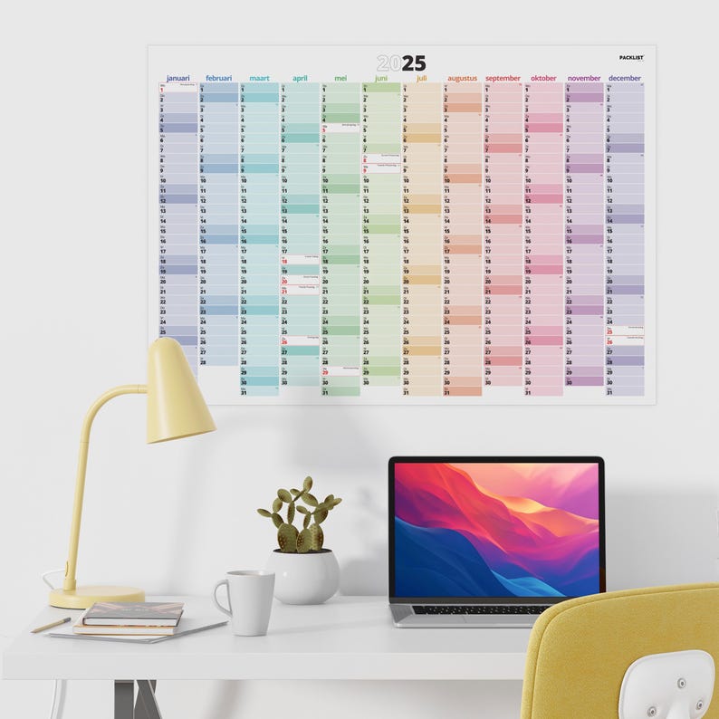 PRINTABLE 2025 Dutch Wall Calendar With Netherlands Holidays | Digital ...