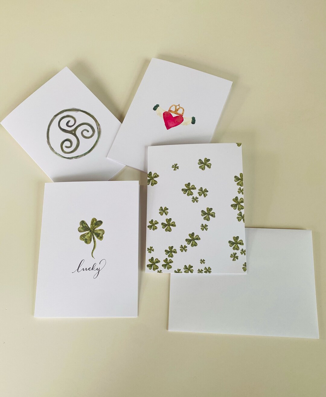 Irish Stationery Set, Lucky Cards, Set of 8 Cards, Watercolor Cards Set ...