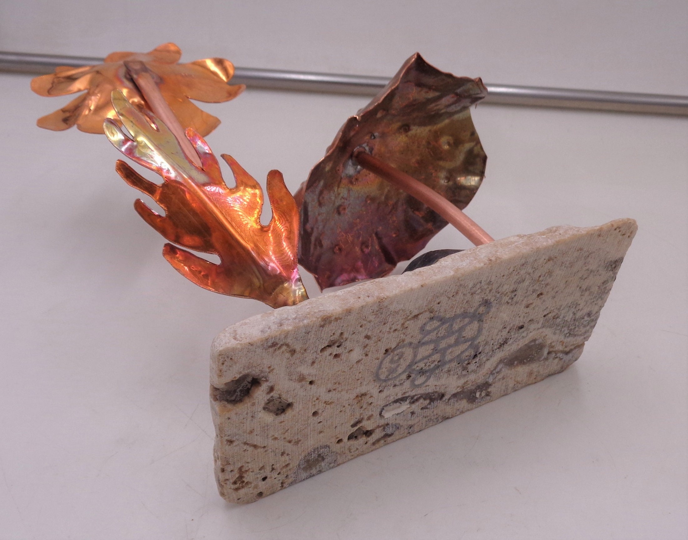 Toadstool Wildflower With Frog on Stone Base Handmade Copper Garden Art - Etsy