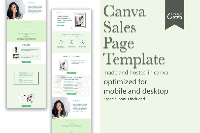 Canva Sales Page Template, Canva Landing Page, Canva Sales Template ...