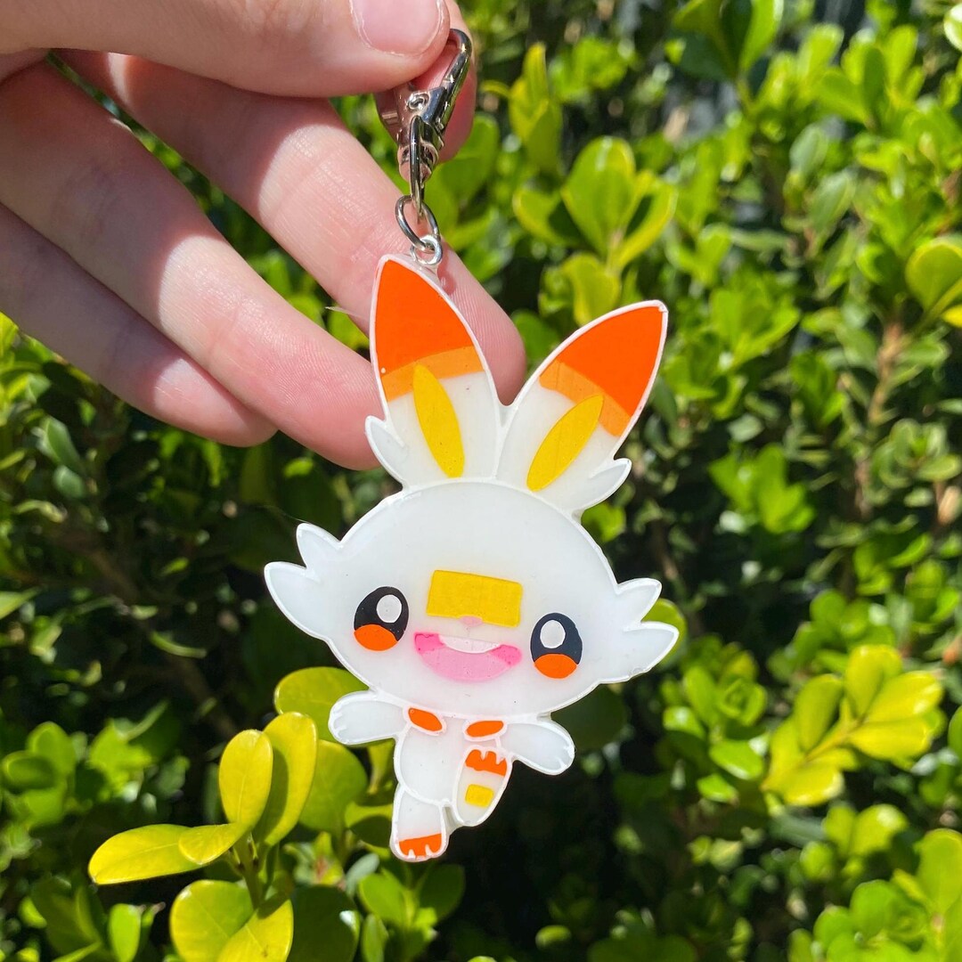 Scorbunny Pokemon Resin Keychain - Etsy
