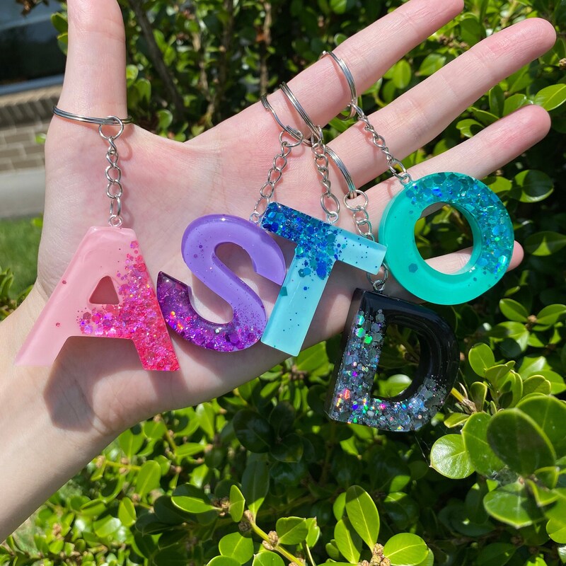 Resin Initial Keychain - Etsy