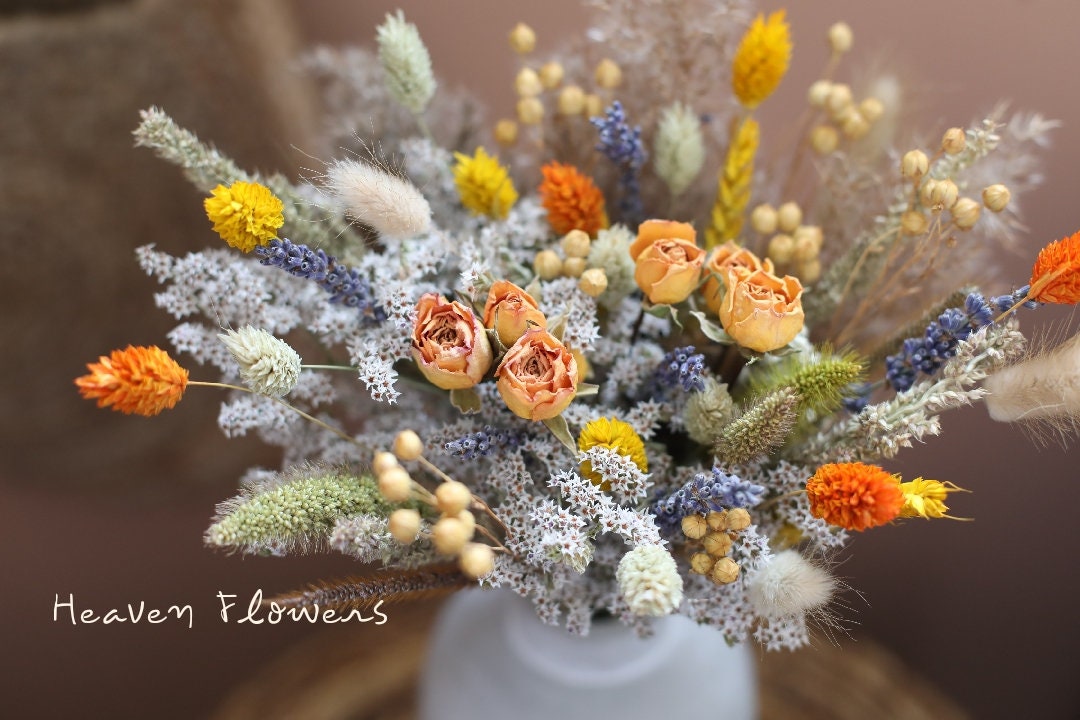 Yellow Dried Flowers Bouquet L Gift Bouquet - Etsy