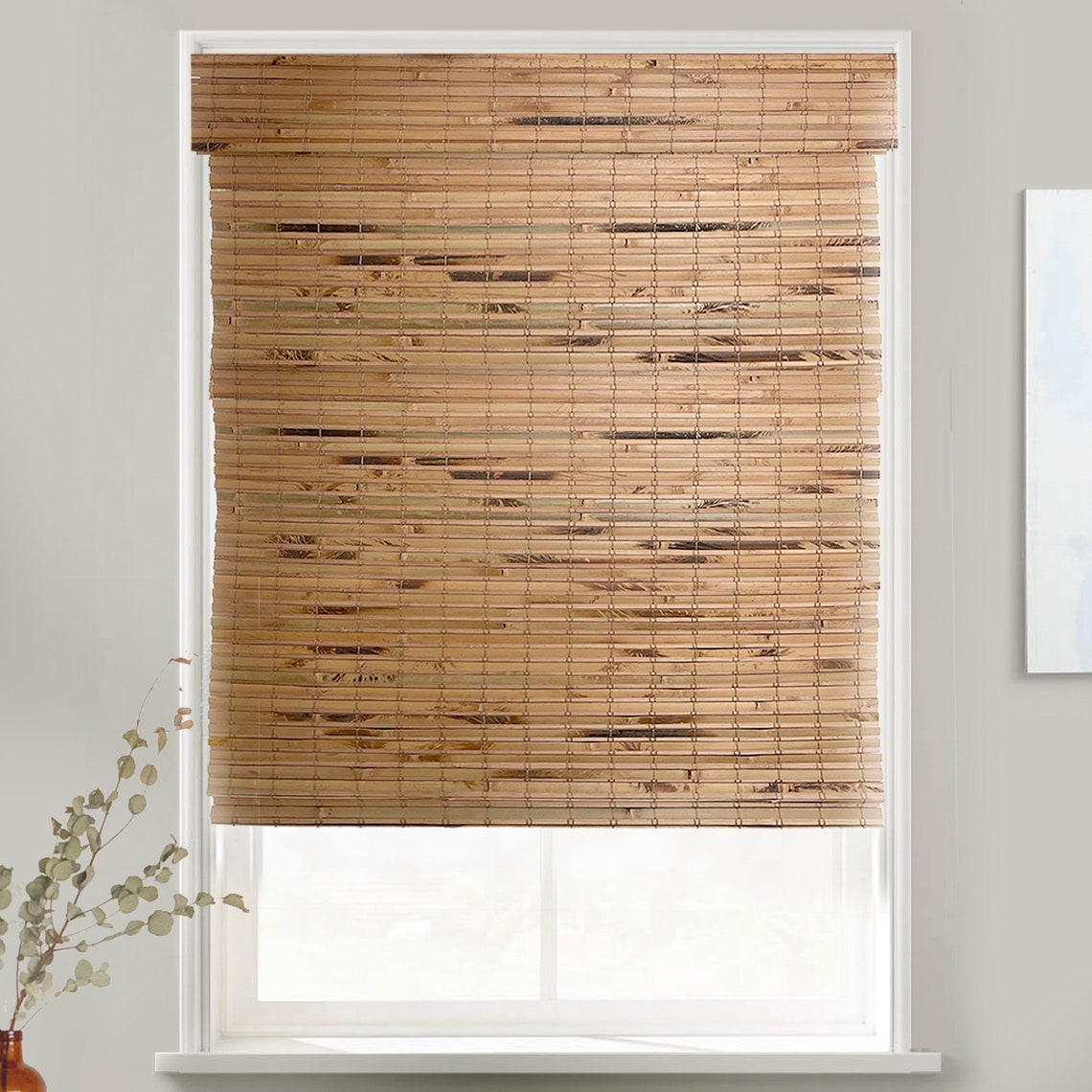 MOOD Cordless Bamboo Roman Shades, Natural Wood Collection - Etsy