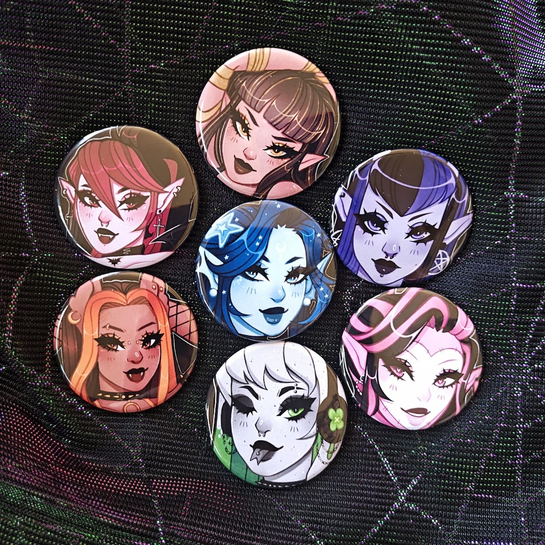 Rainbow Monster Girls Buttons - Etsy