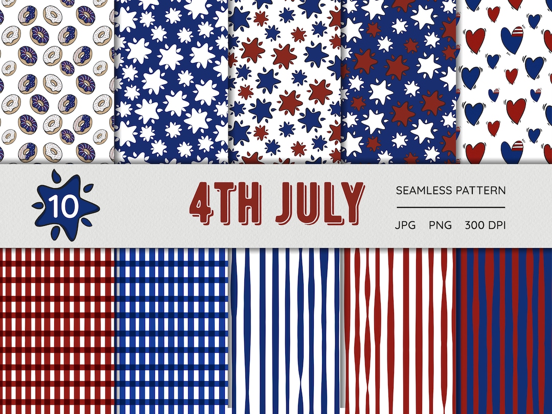Patriotic 4th of July Printable Seamless Pattern, American Clip Art ...