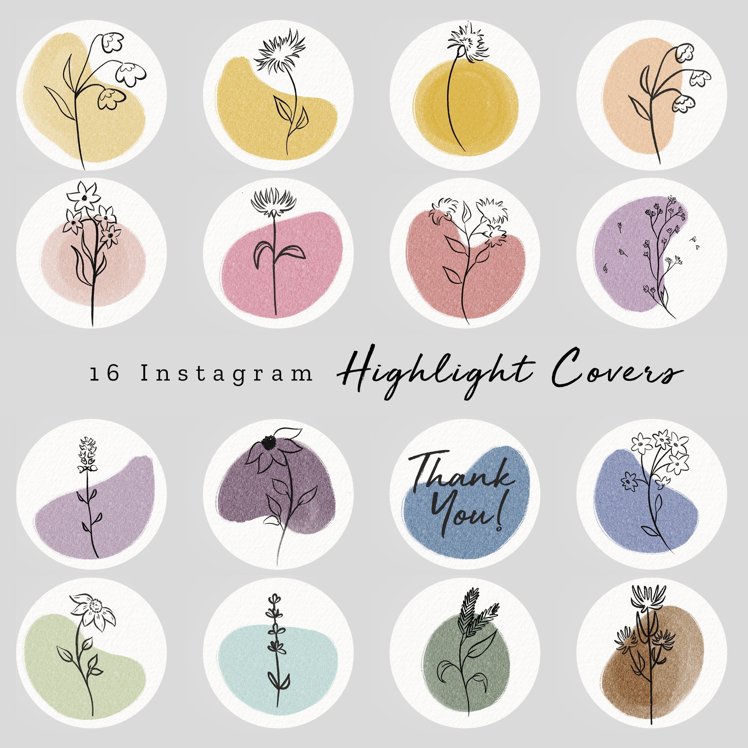 Instagram Story Highlight Covers | Watercolor Flower Icons | Minimalist ...