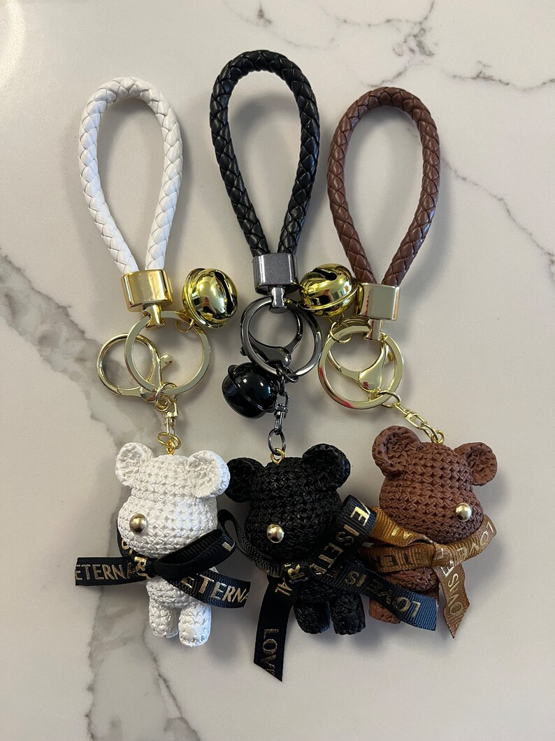 Teddy Bear Keychain With Wrist Strap - Etsy