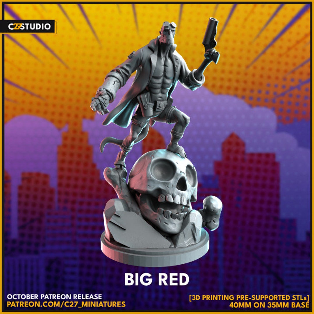 Big Red 40mm Scale on 35mm Base updated Base and - Etsy