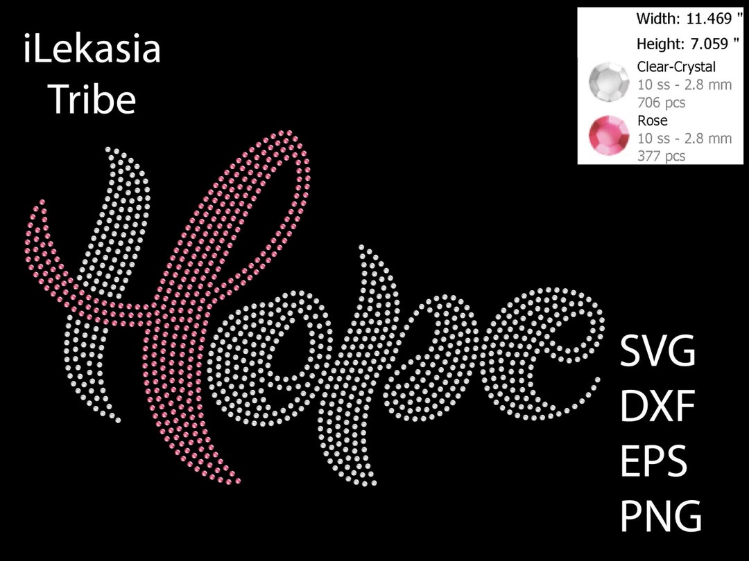 Hope Ribbon Rhinestone Template SVG | DXF | Cricut, Silhouette | (1381 ...