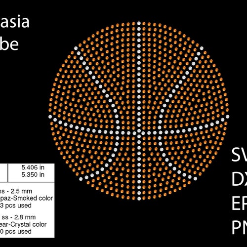 Basketball Rhinestone Template SVG DXF Cricut Silhouette - Etsy