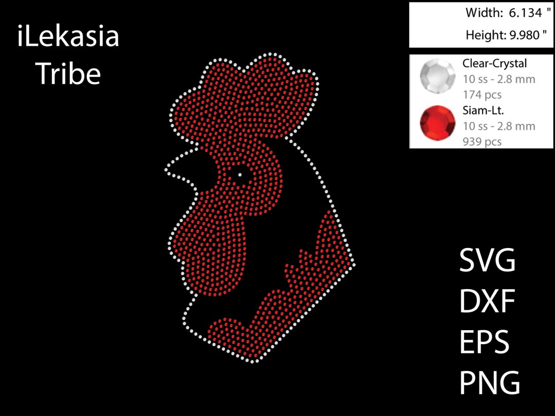 Rooster Head Rhinestone Template SVG | DXF | EPS Cricut, Silhouette ...