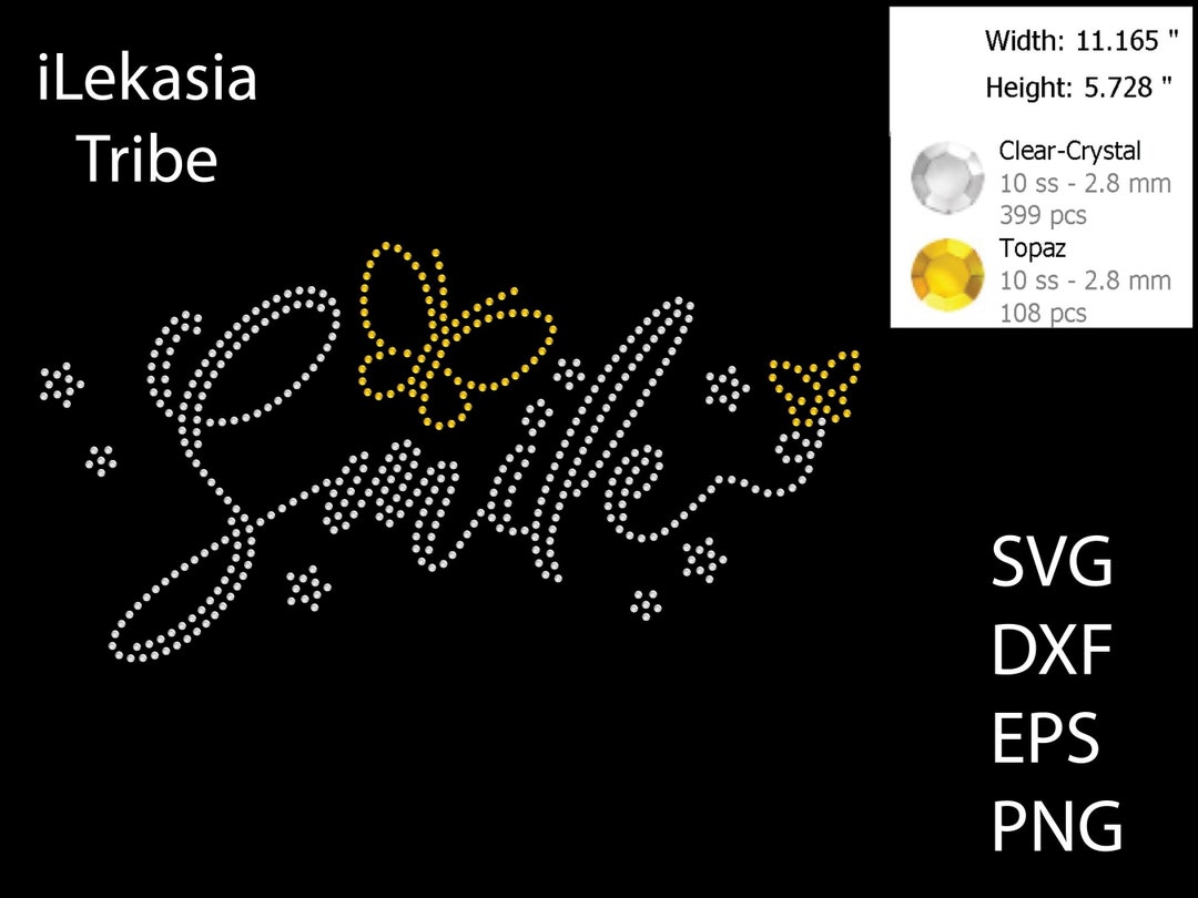 Smile Rhinestone Template SVG | DXF | EPS | Cricut, Silhouette | (1451 ...