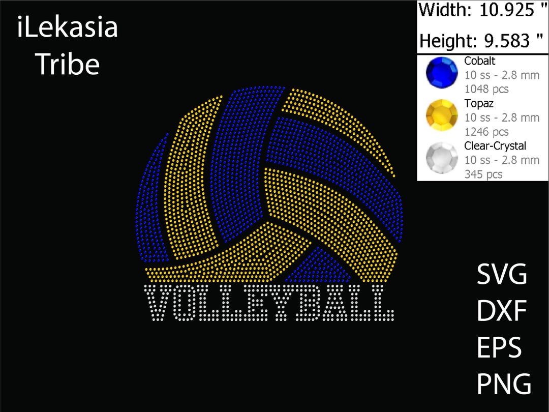 Volleyball Rhinestone Template SVG | DXF | Cricut, Silhouette | (2067 ...