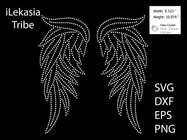 Angel Wings Rhinestone Template SVG | DXF | Cricut, Silhouette | (1253 ...