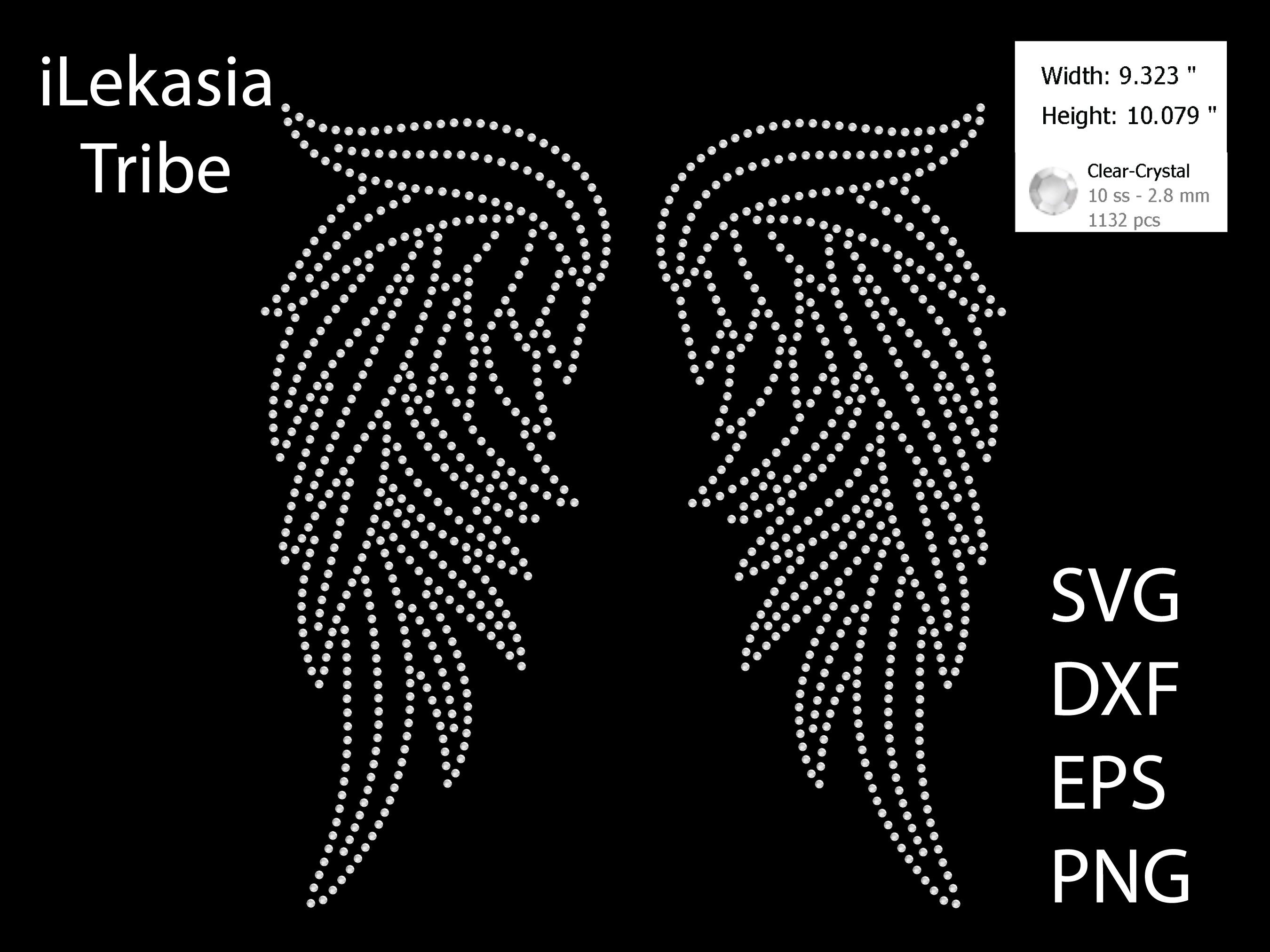 Angel Wings Rhinestone Template SVG | DXF | Cricut, Silhouette | (1253 ...