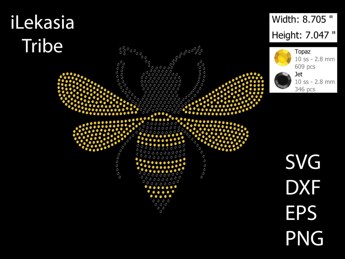 Bee Rhinestone Template 10ss | SVG | DXF | Cricut, Silhouette | Bee ...