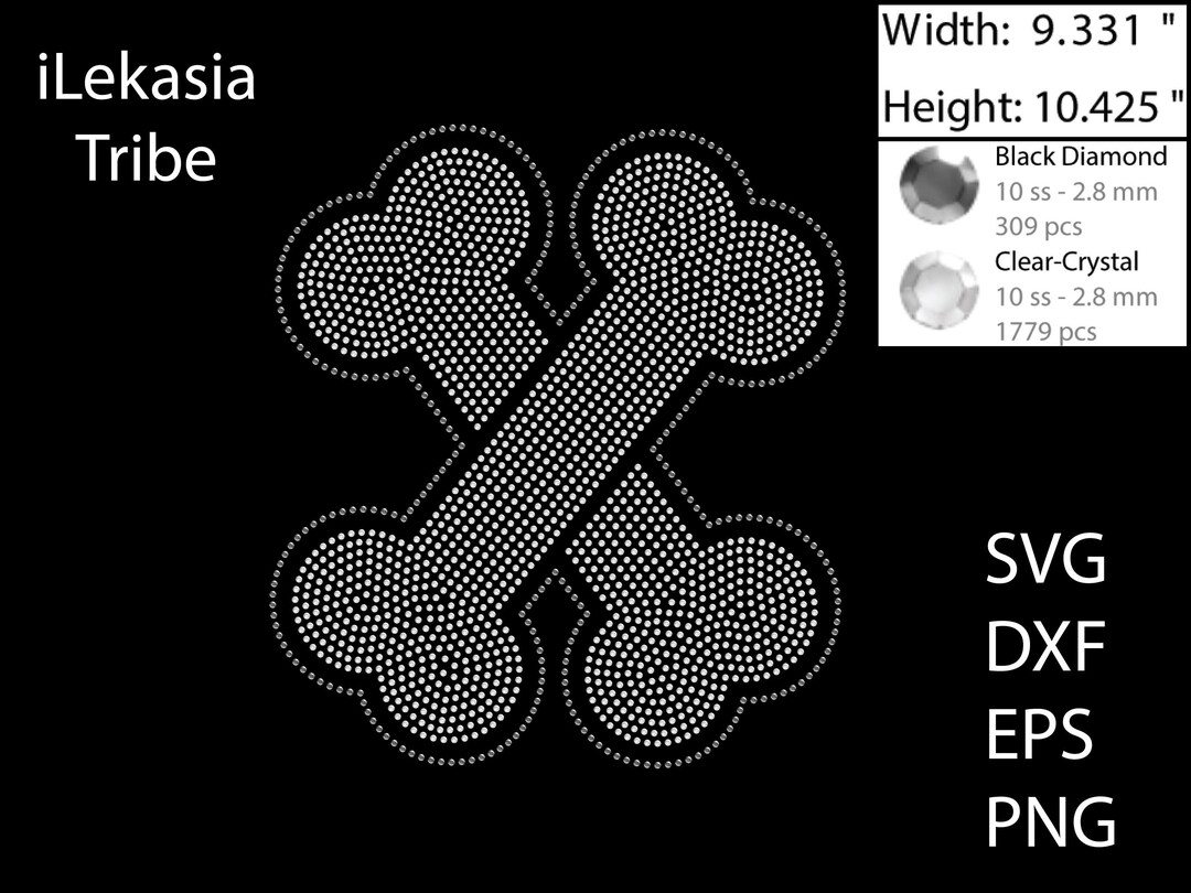 Crossed Bones Rhinestone Template SVG | DXF | EPS Cricut, Silhouette ...