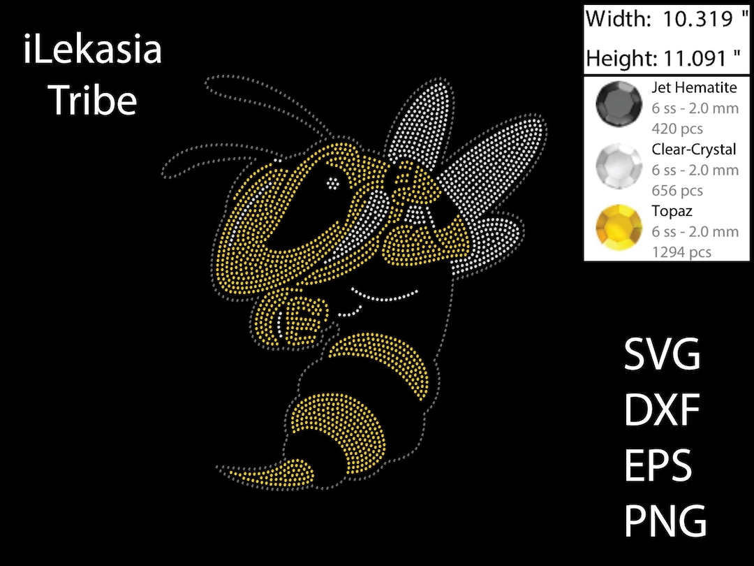 Bee Rhinestone Template | SVG | DXF | Cricut, Silhouette | Bee (1962 ...