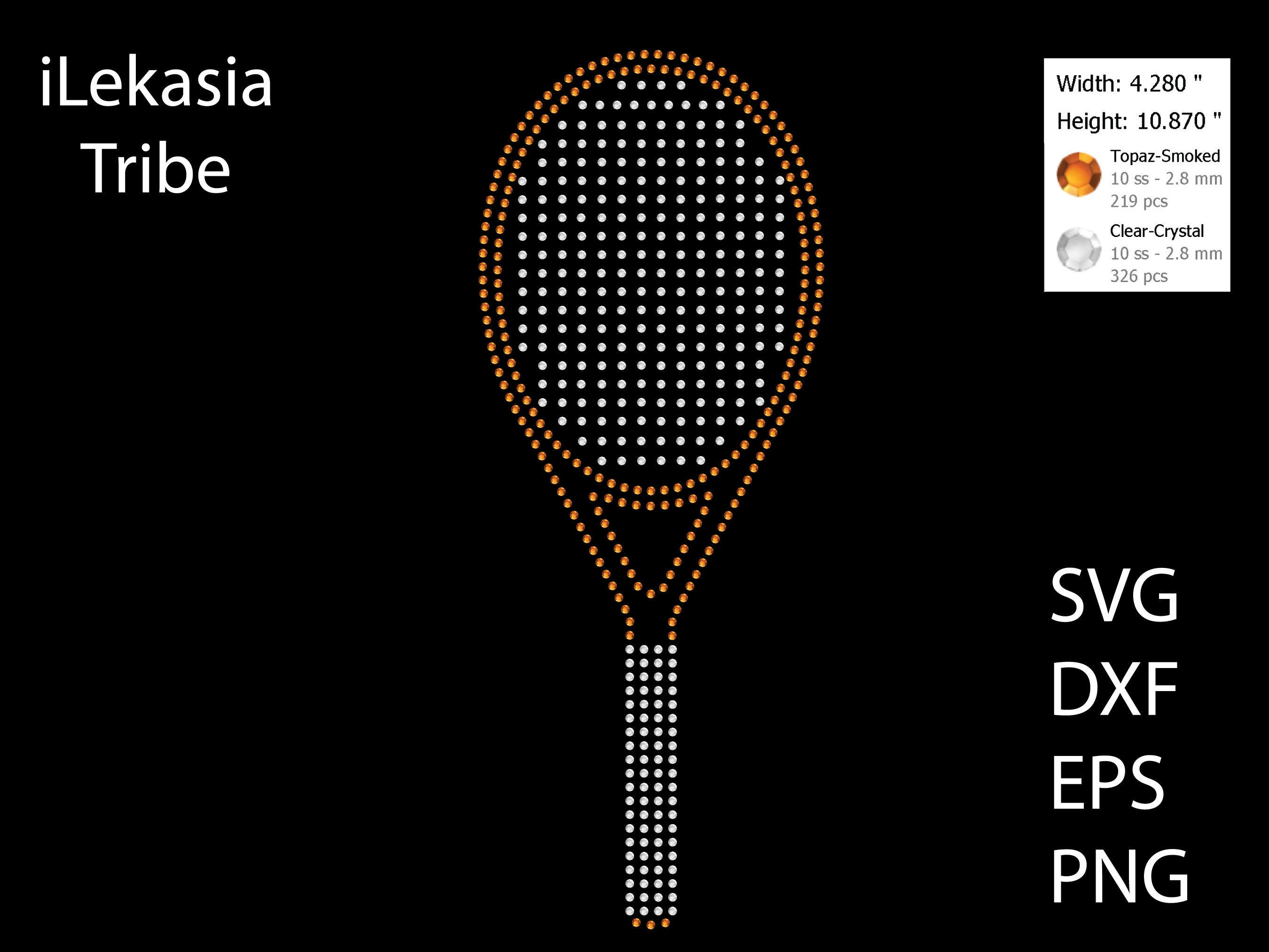 Tennis Racquet Rhinestone Template SVG | DXF | Cricut, Silhouette ...