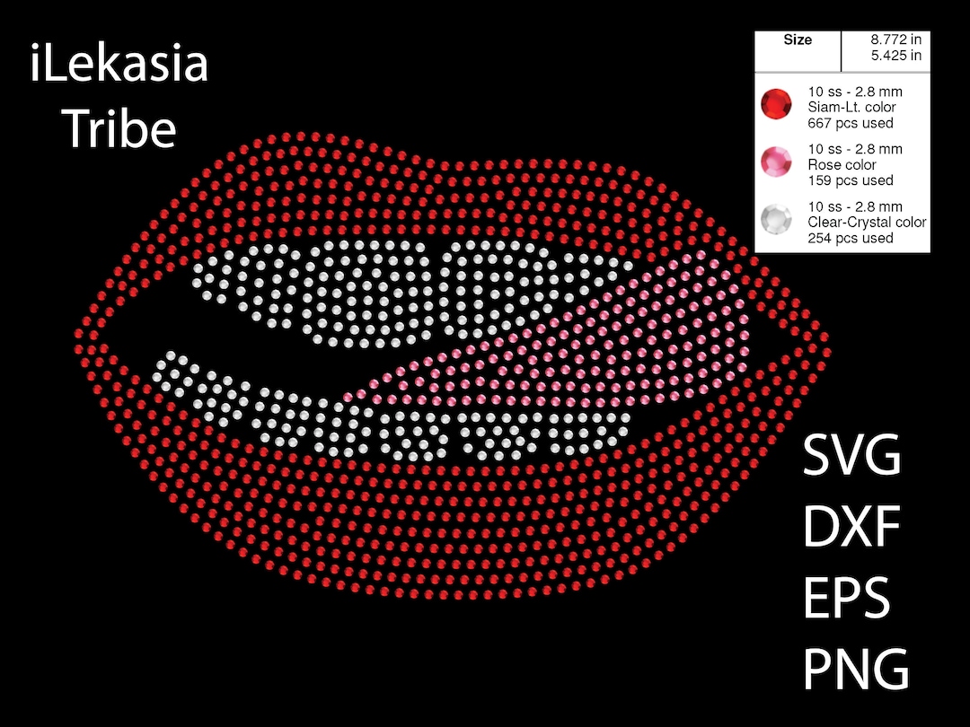 Lips Rhinestone Template SVG | DXF | Cricut, Silhouette | Lips (1020 ...